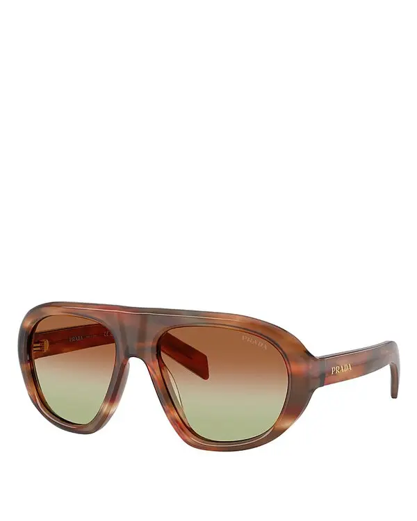 Prada 56mm Round Frame Sunglasses - Striped Oak/green/brown