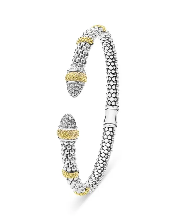 Lagos 18k Yellow Gold & Sterling Diamond Cuff Bracelet - Silver