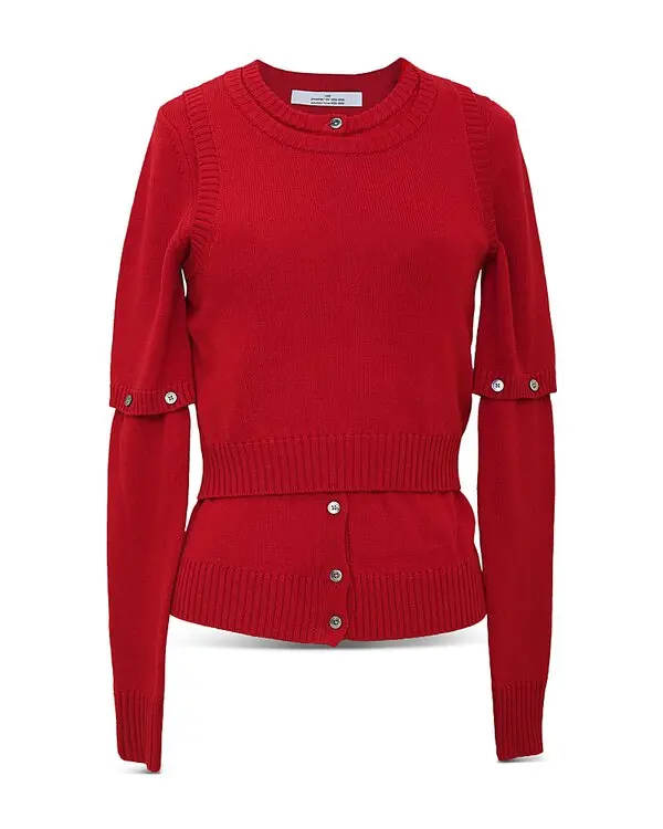 Rokh Detachable Sleeve Cardigan Set - Red