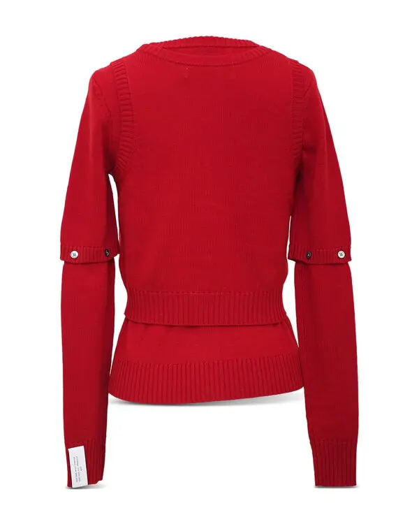 Rokh Detachable Sleeve Cardigan Set - Red