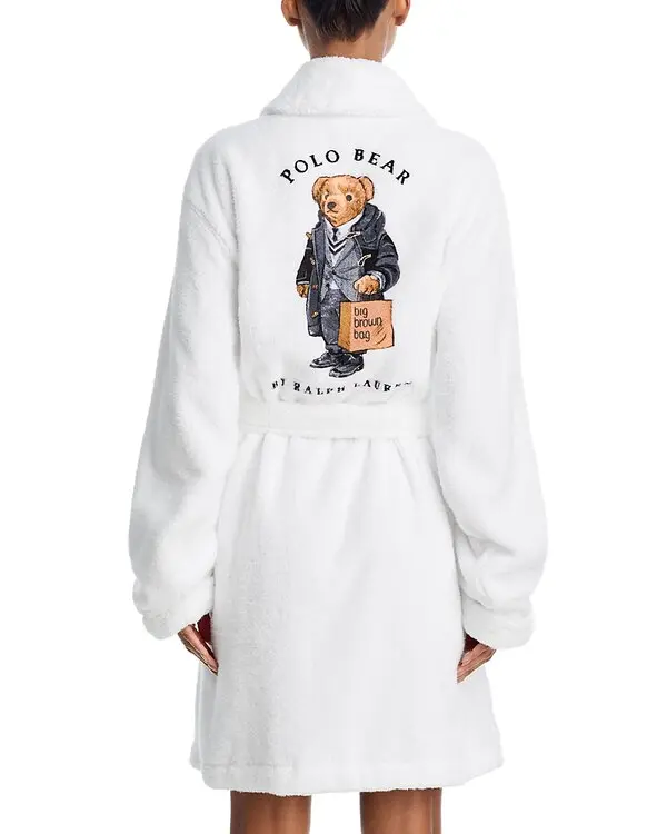 Polo Ralph Lauren Bloomingdale's Big Brown Bag Short Robe Exclusive - White Cloud