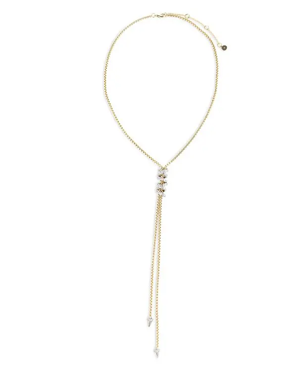 Aqua Twisted Lariat Necklace - Two Tone