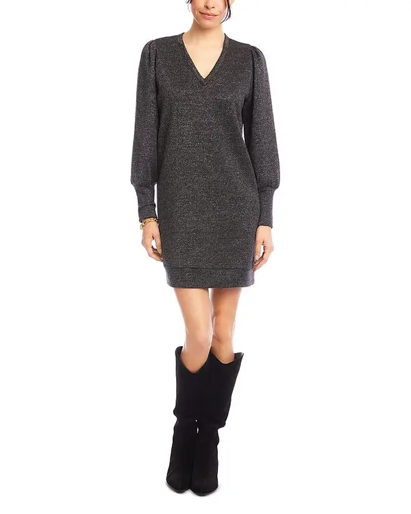 Karen Kane Puffed Sleeve V-neck Dress