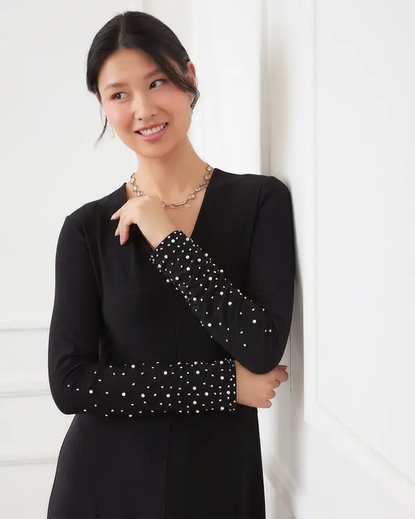 Karen Kane Kate Beaded Sleeve Travel Dress