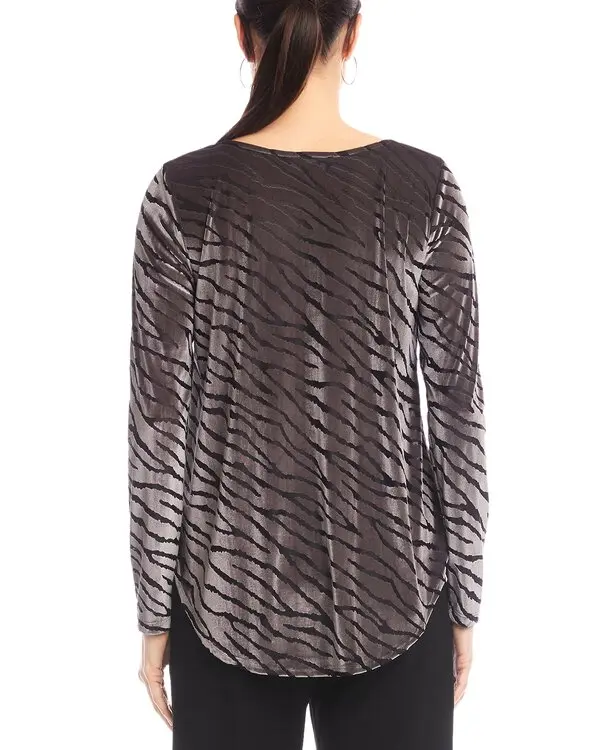 Karen Kane Velvet Burnout Shirttail Top - Zebra