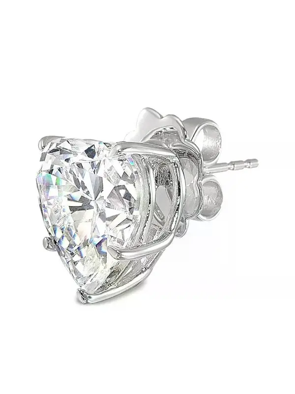ANABELA CHAN 14k White Gold Vermeil Heart Diamond Stud Earrings