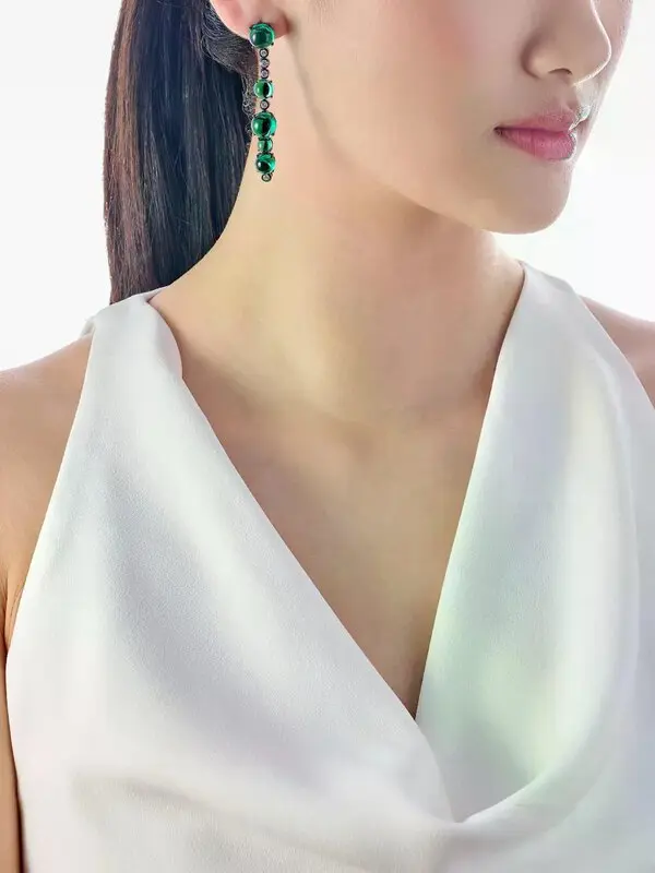 ANABELA CHAN 14k White Gold, Rhodium Vermeil, Emerald, And Diamond Earrings