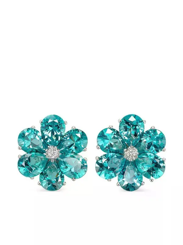 ANABELA CHAN 14k White Gold And Rhodium Vermeil Marguerite Daisy Tourmaline Earrings - Silver