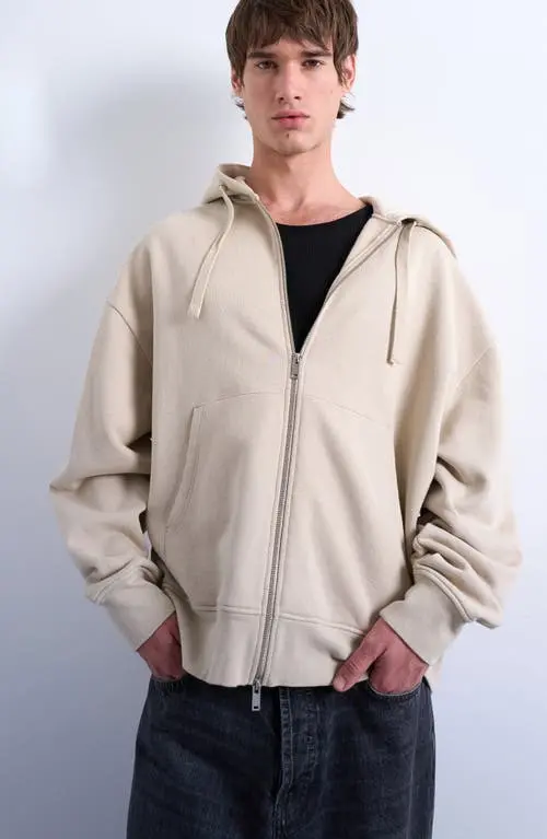 Topman Heavyweight Cotton Blend Zip Hoodie
