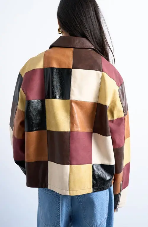 Topshop Patchwork Faux Leather Jacket