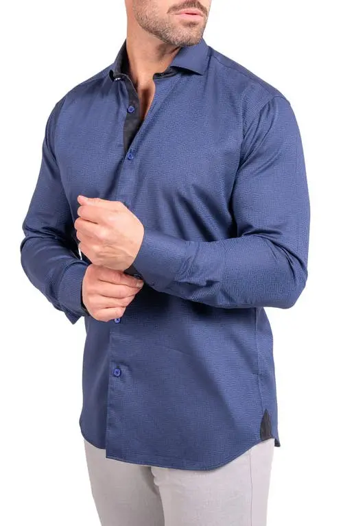 MACEOO Einstein Ascension Contemporary Fit Button-up Shirt - Blue