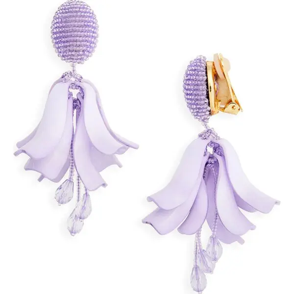 Oscar De La Renta Impatiens Petal Dangle Clip-on Earrings - Lilac