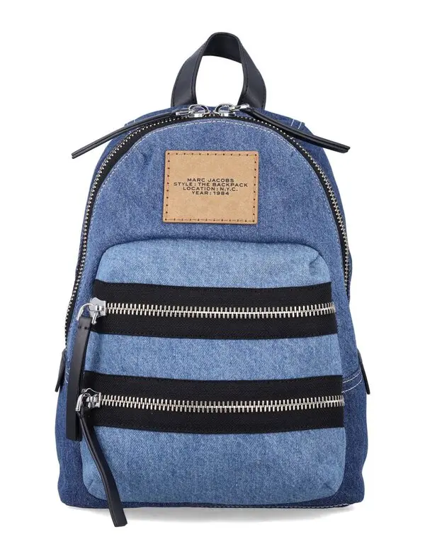 Marc Jacobs The Biker Colorblock Denim Medium Backpack - Blue