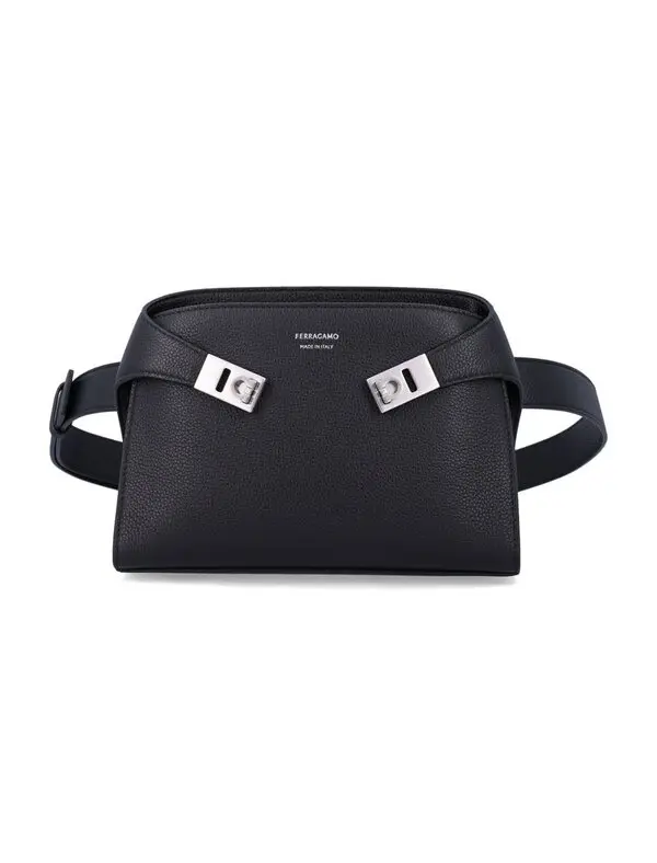 FERRAGAMO Hug Leather Belt Bag - Black