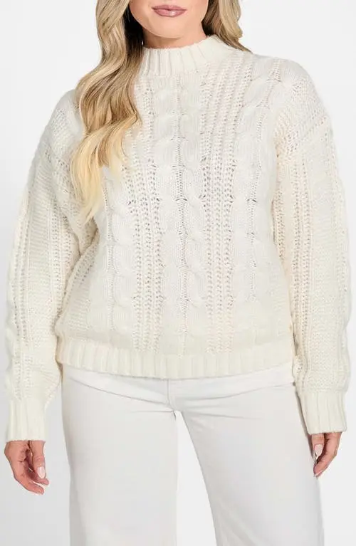Guess Nathalie Cable Mock Neck Sweater - Ivory