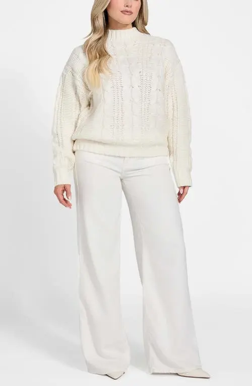 Guess Nathalie Cable Mock Neck Sweater - Ivory