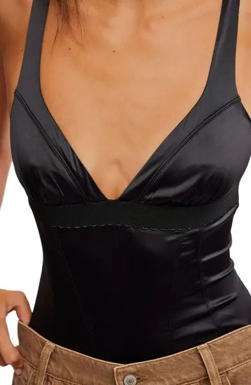 Free People Anywhere With You Stretch Satin Bodysuit