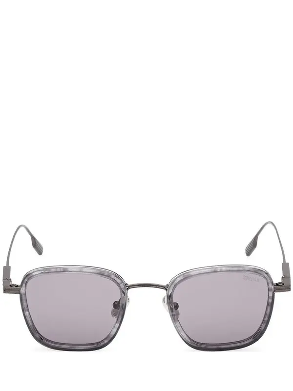 Zegna Acetate And Titanium Sunglasses - Grey / Striped