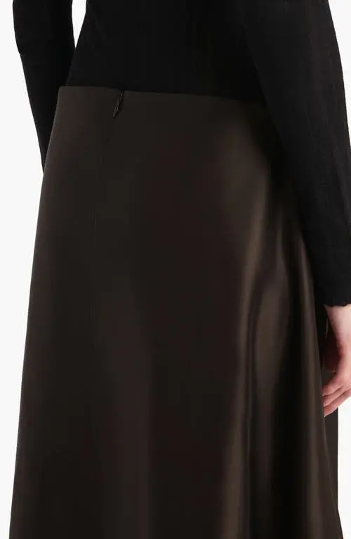 Khaite Nania A-line Satin Midi Skirt - Bark