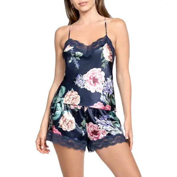 IN BLOOM BY JONQUIL Sicily Lace Trim Camisole Short Pajamas - Navy