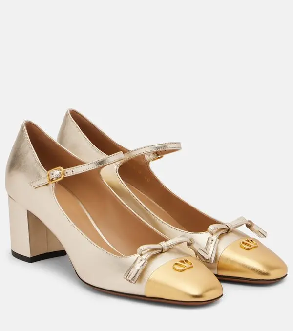 Valentino Garavani Valet Du Roi 60 Leather Mary Jane Pumps - Gold