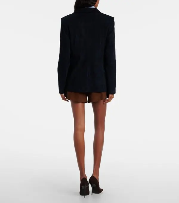 Stouls Suede Double-breasted Blazer - Blue