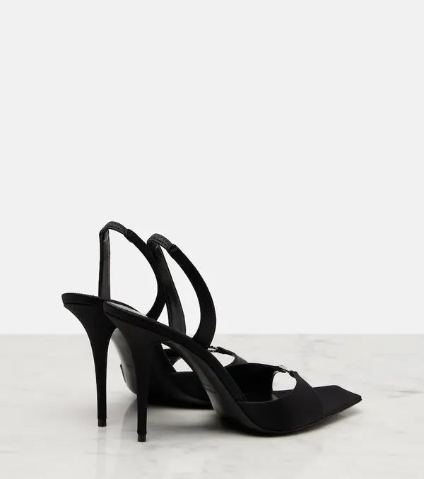 Saint Laurent Daisy 95 Embellished Crêpe Satin Sandals - Black
