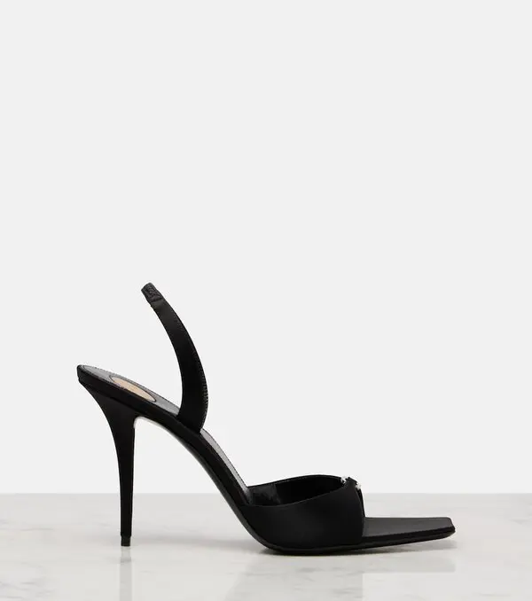 Saint Laurent Daisy 95 Embellished Crêpe Satin Sandals - Black