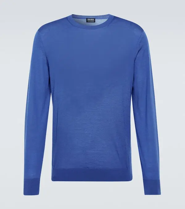 Zegna Solid Wool Pullover - Blue