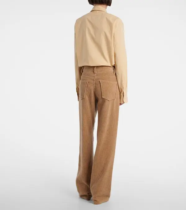 THE ROW Clair Corduroy Straight Pants - Beige