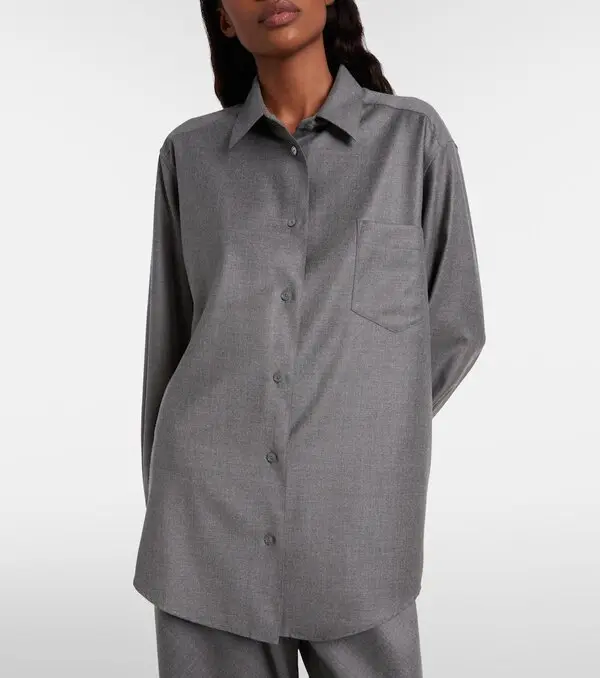 THE ROW Pino Virgin Wool Shirt - Grey