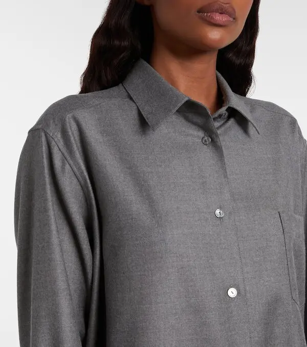 THE ROW Pino Virgin Wool Shirt - Grey