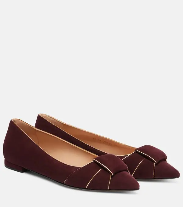 GIANVITO ROSSI Suede Ballet Flats - Burgundy