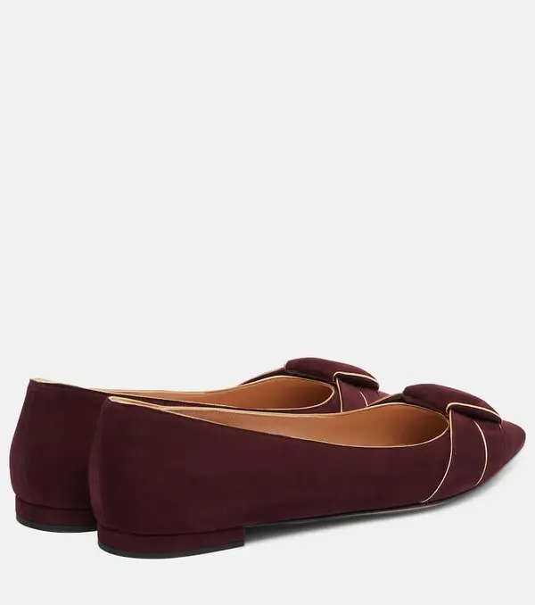 GIANVITO ROSSI Suede Ballet Flats - Burgundy