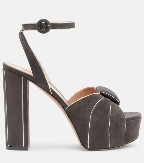 GIANVITO ROSSI 125 Suede Platform Sandals - Grey