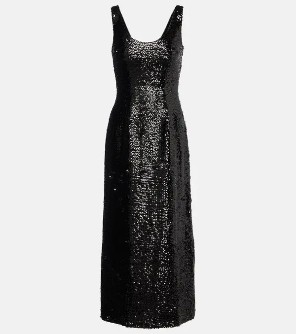 EMILIA WICKSTEAD Tippini Sequined Midi Dress - Black