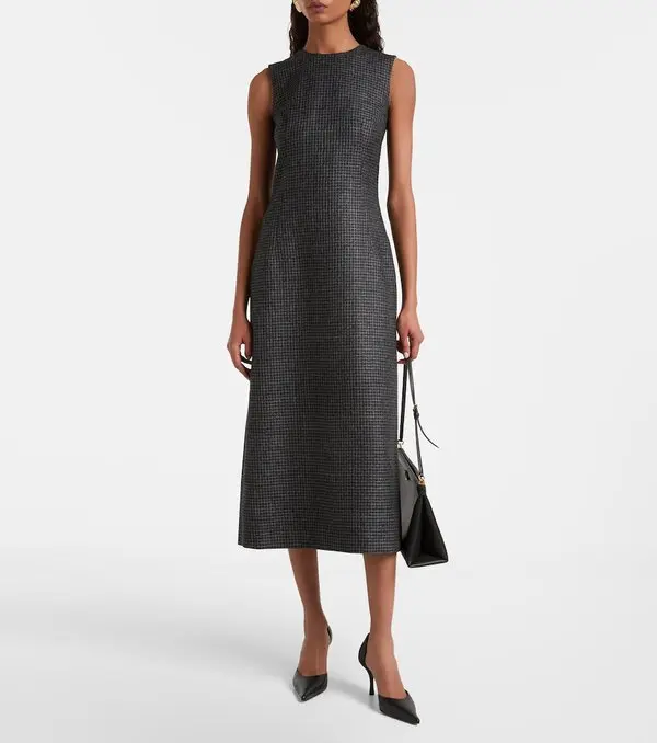 EMILIA WICKSTEAD Hartley Houndstooth Wool-blend Midi Dress