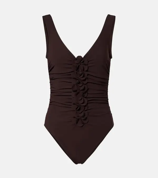 KARLA COLLETTO Tess Floral-appliqué Swimsuit - Brown