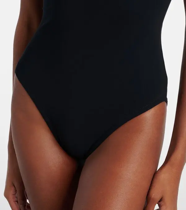 KARLA COLLETTO Aria Floral-appliqués One-shoulder Swimsuit - Black