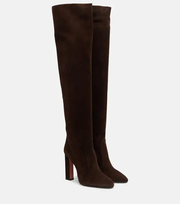 AQUAZZURA Joplin 105 Suede Knee-high Boots - Brown