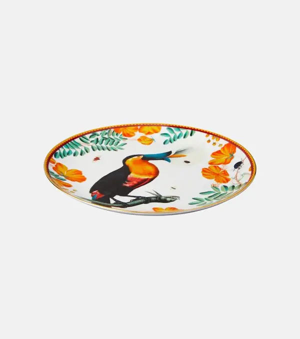 La DoubleJ Floroucan Porcelain Decorative Plate - Multicoloured