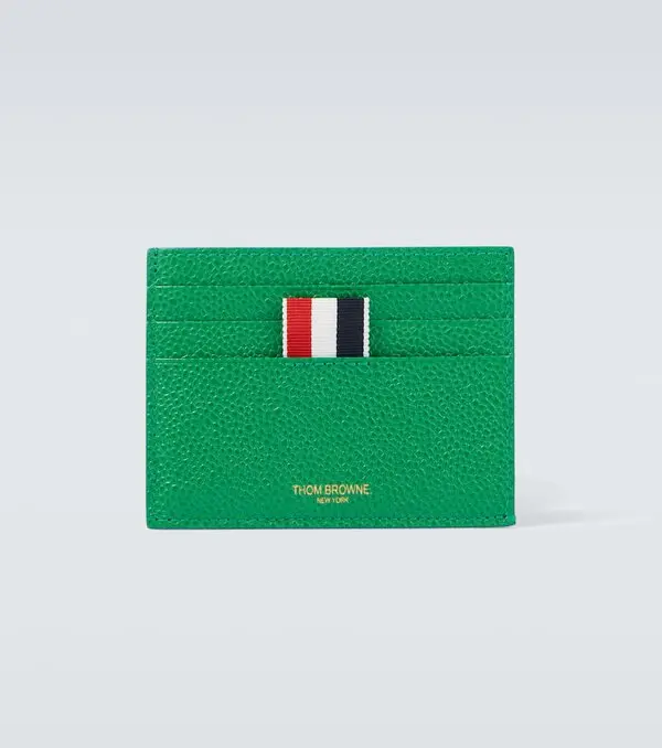 Thom Browne Leather Card Holder - Green