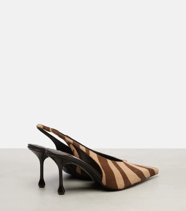 JIMMY CHOO Isa 80 Calf Hair Slingback Pumps - Brown