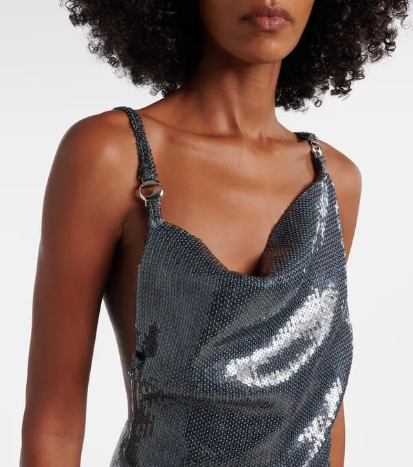Coperni Sequined Draped Gown - Metallic