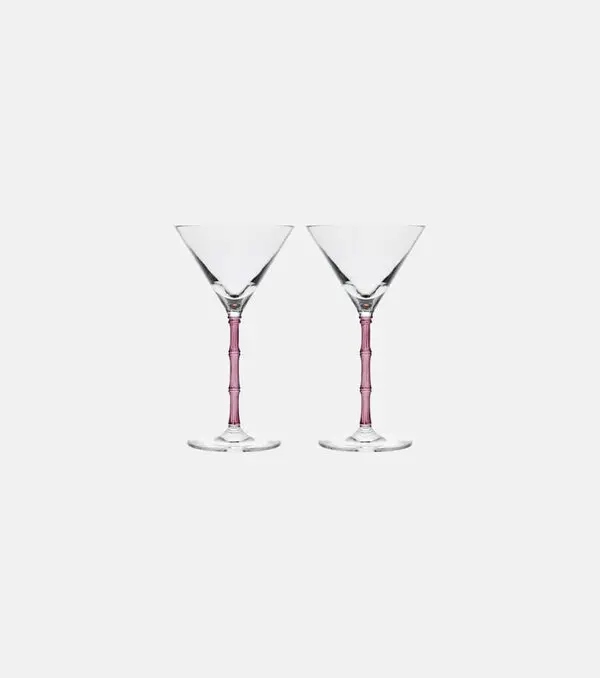 La DoubleJ Bamboo Set Of 2 Martini Glasses - Transparent