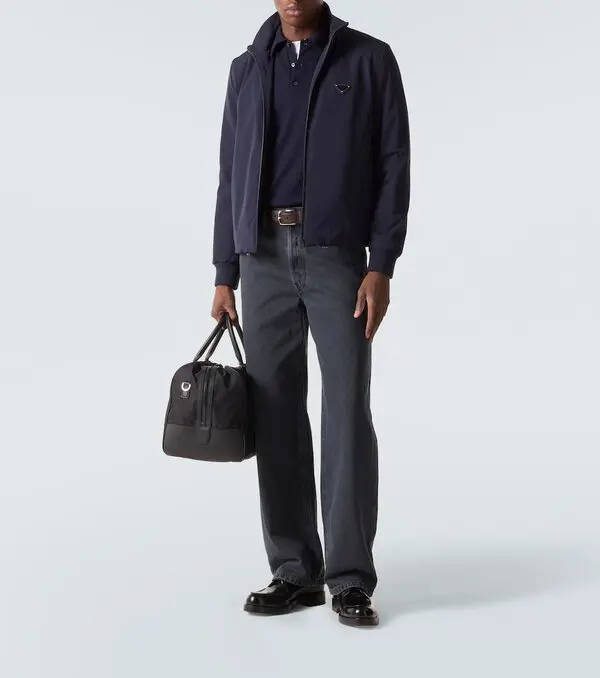 Prada Logo Virgin Wool Polo Shirt - Blue