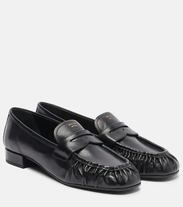 Prada Leather Penny Loafers - Black
