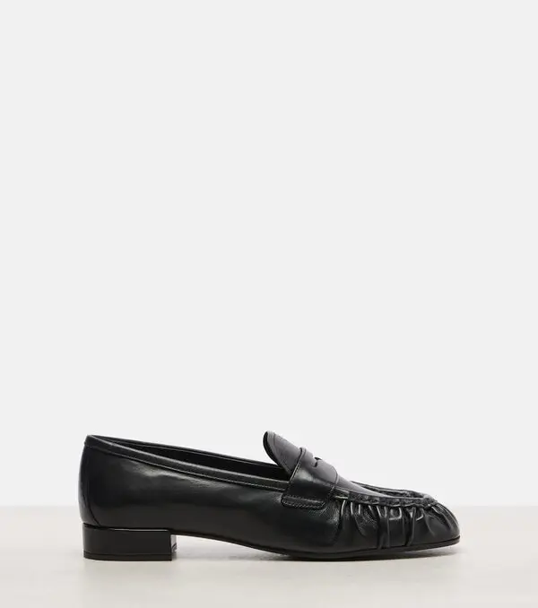Prada Leather Penny Loafers - Black