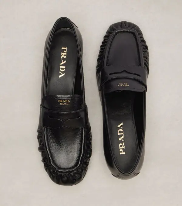 Prada Leather Penny Loafers - Black