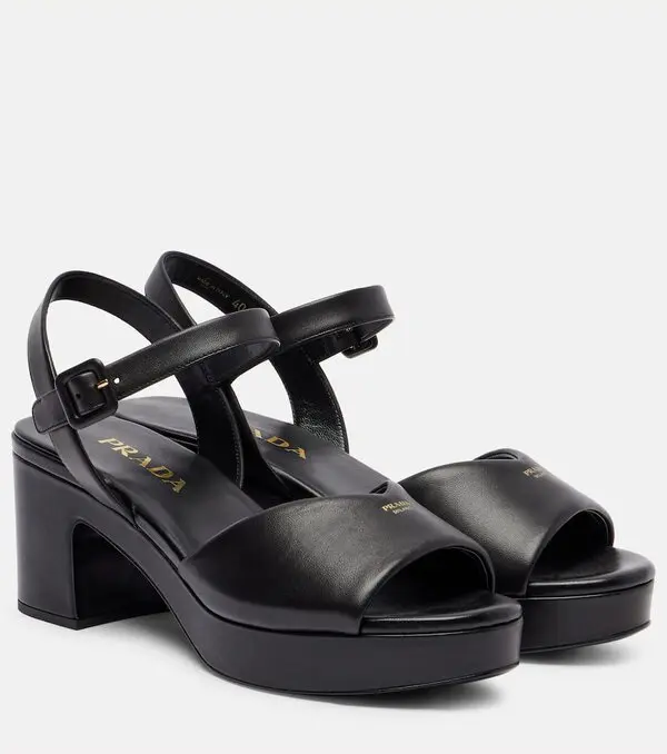 Prada Leather Platform Sandals